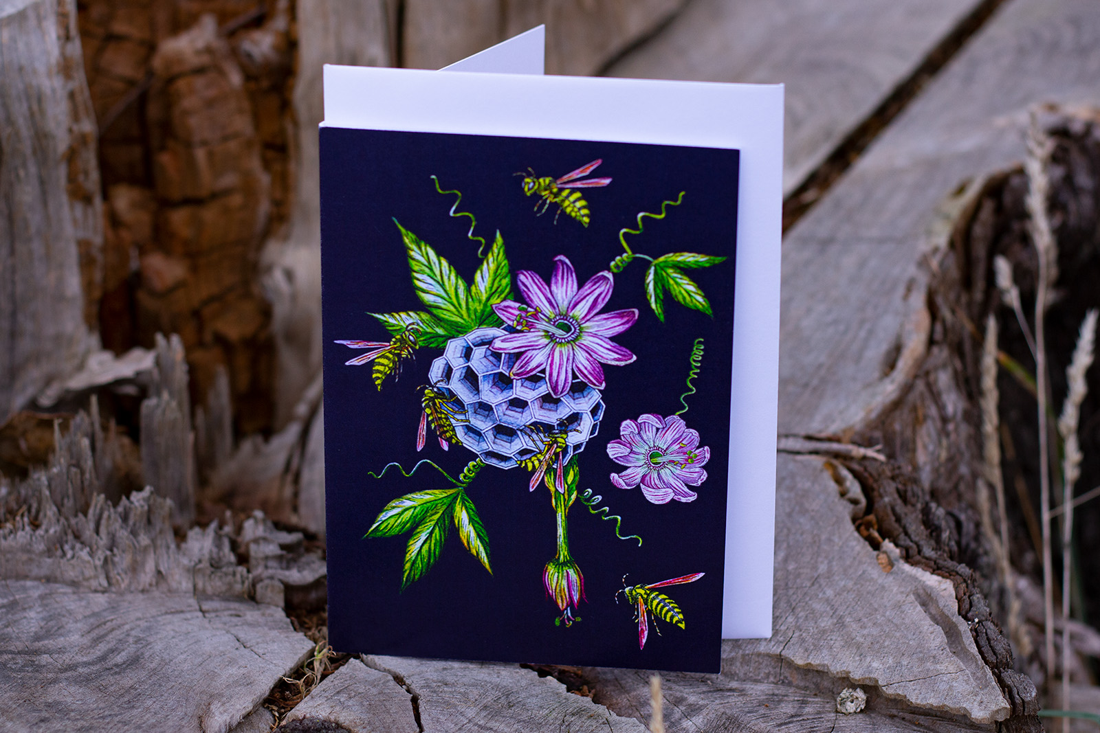 Passion Flower Sting art card